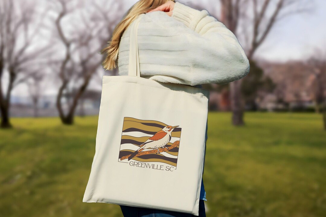 Greenville SC Canvas Tote Bag - Illustrated Canvas Tote Bag ...