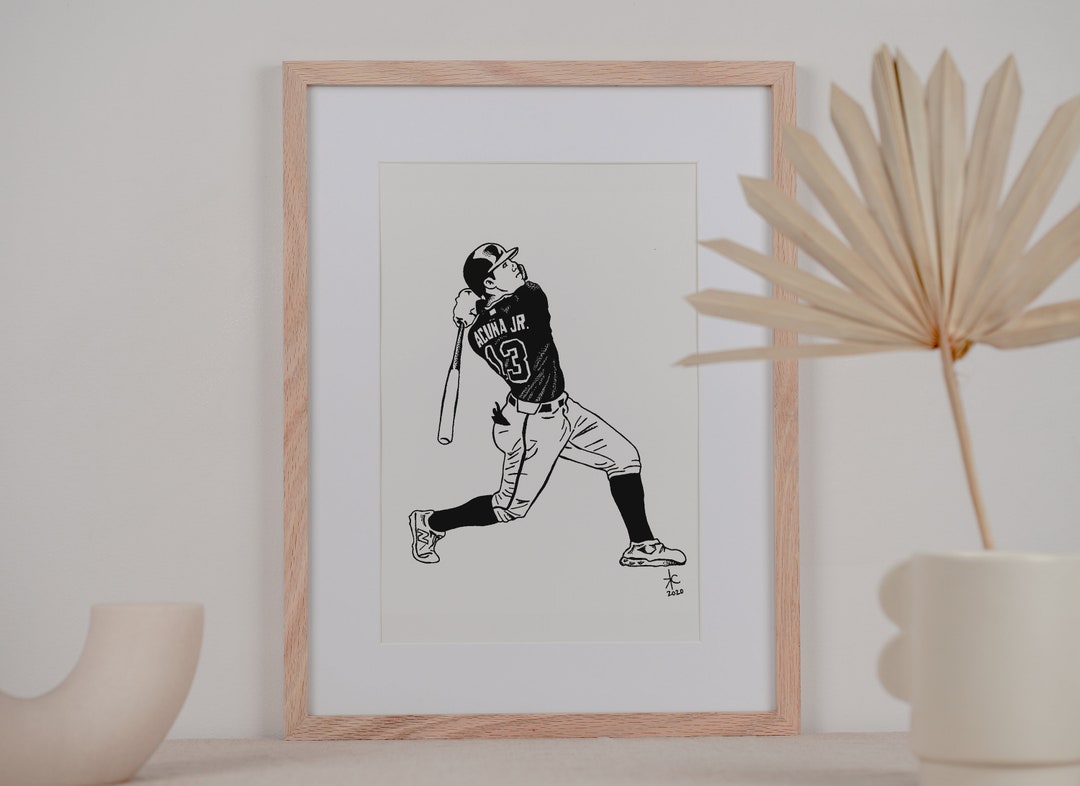 Ronald Acuña Jr. Print | Acuña Art | Baseball Print | Braves Baseball ...