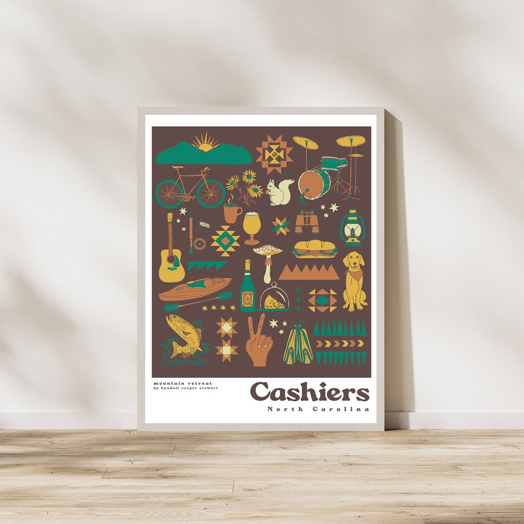 Cashiers, NC 18x24in Artwork, North Carolina Print, Cashiers, NC Art ...