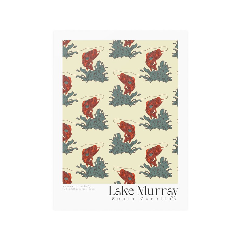 Lake Murray, SC 18x24in Pattern Columbia, SC Prints, Lake Home Artwork ...