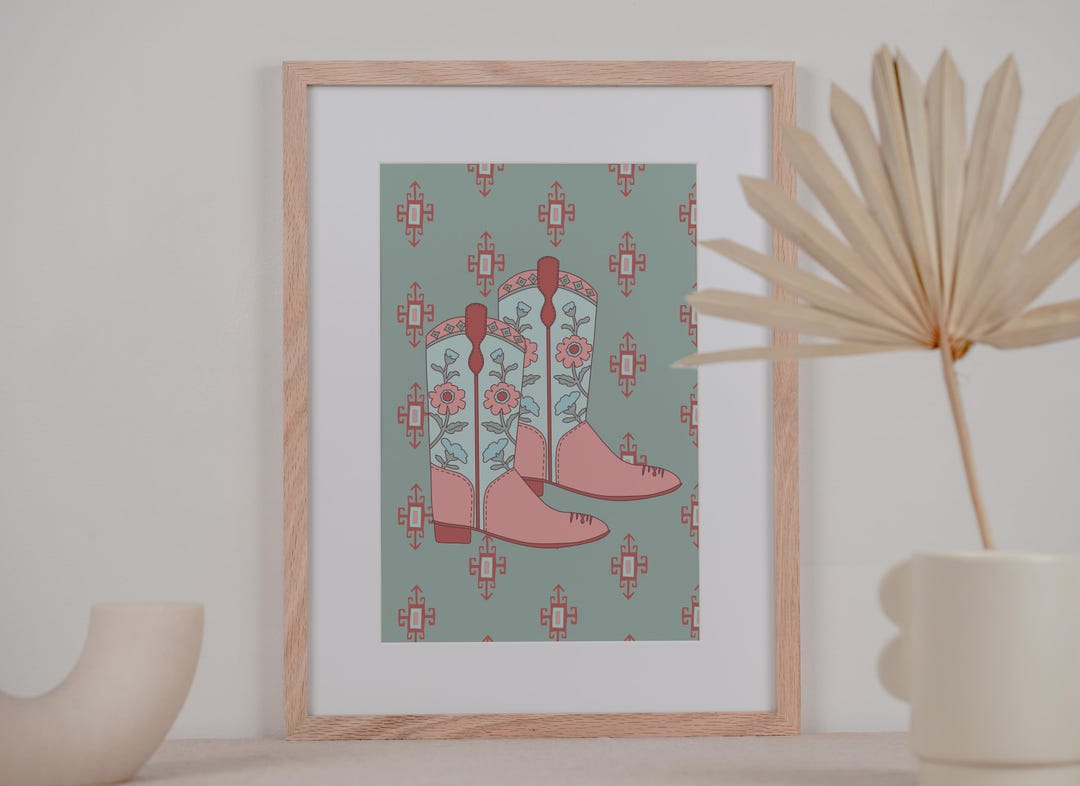 Cowboy Boots 11x14in Poster Print | Neutral Cool Cowboy Art | Boho ...