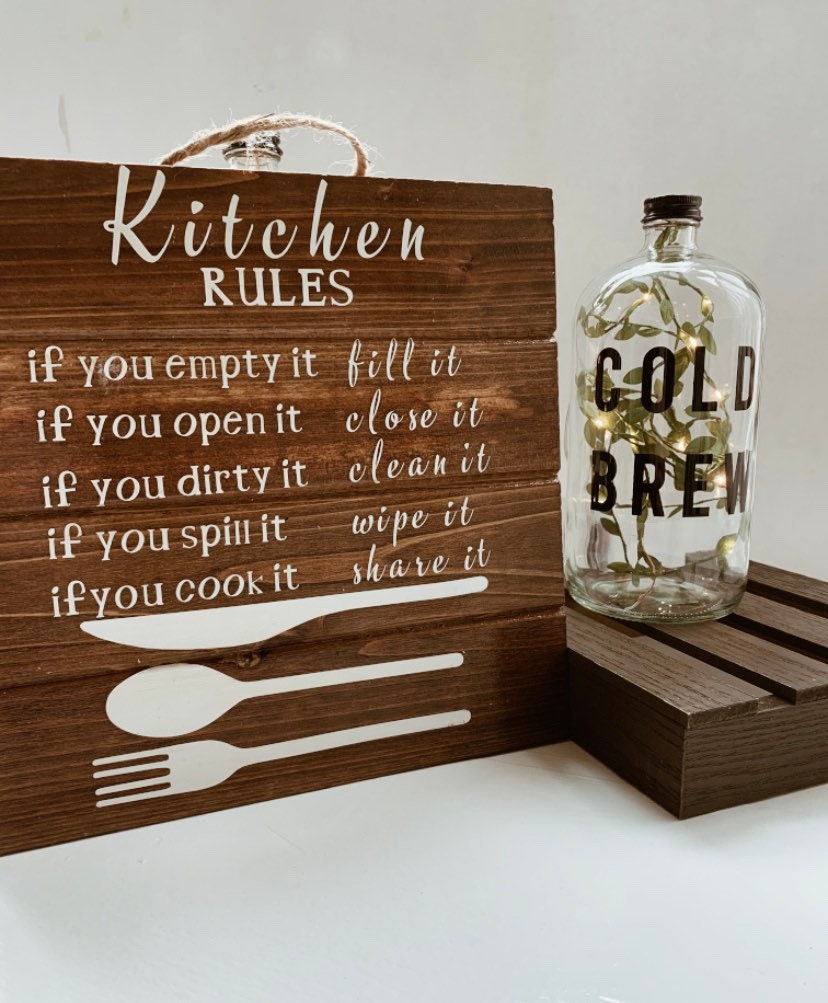 Home & Living Wooden Kitchen Rules Sign Kitchen Decor Signs Rustic ...