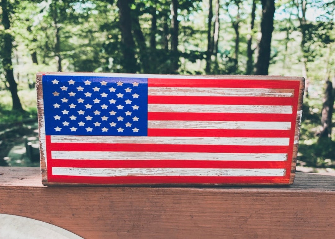Wooden American Flag / American Flag Block / Fourth of July Decor ...