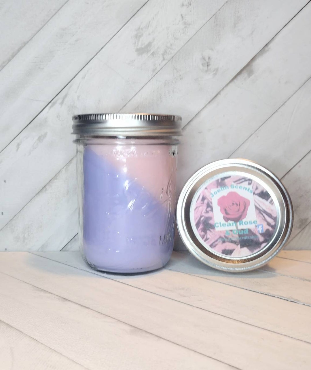 Clean Rose & Oud 8 and 16 Oz Container Candles / Handmade / Pink Purple ...