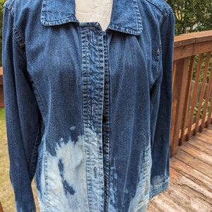 Upcycled Blue Jean/denim Jacket, One of a Kind, Embroidered Flamingo ...