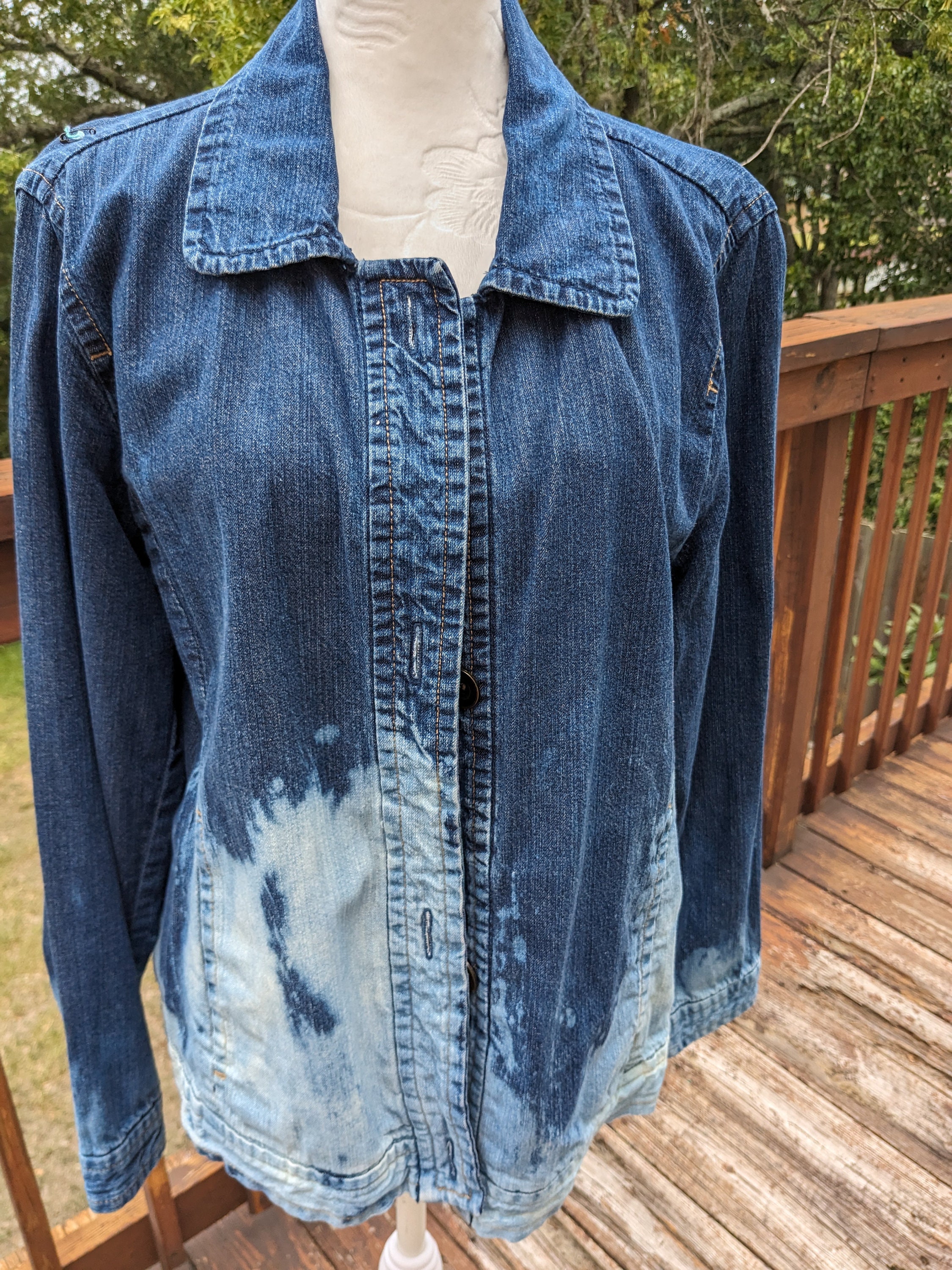 Upcycled Blue Jean/denim Jacket, One of a Kind, Embroidered Flamingo ...