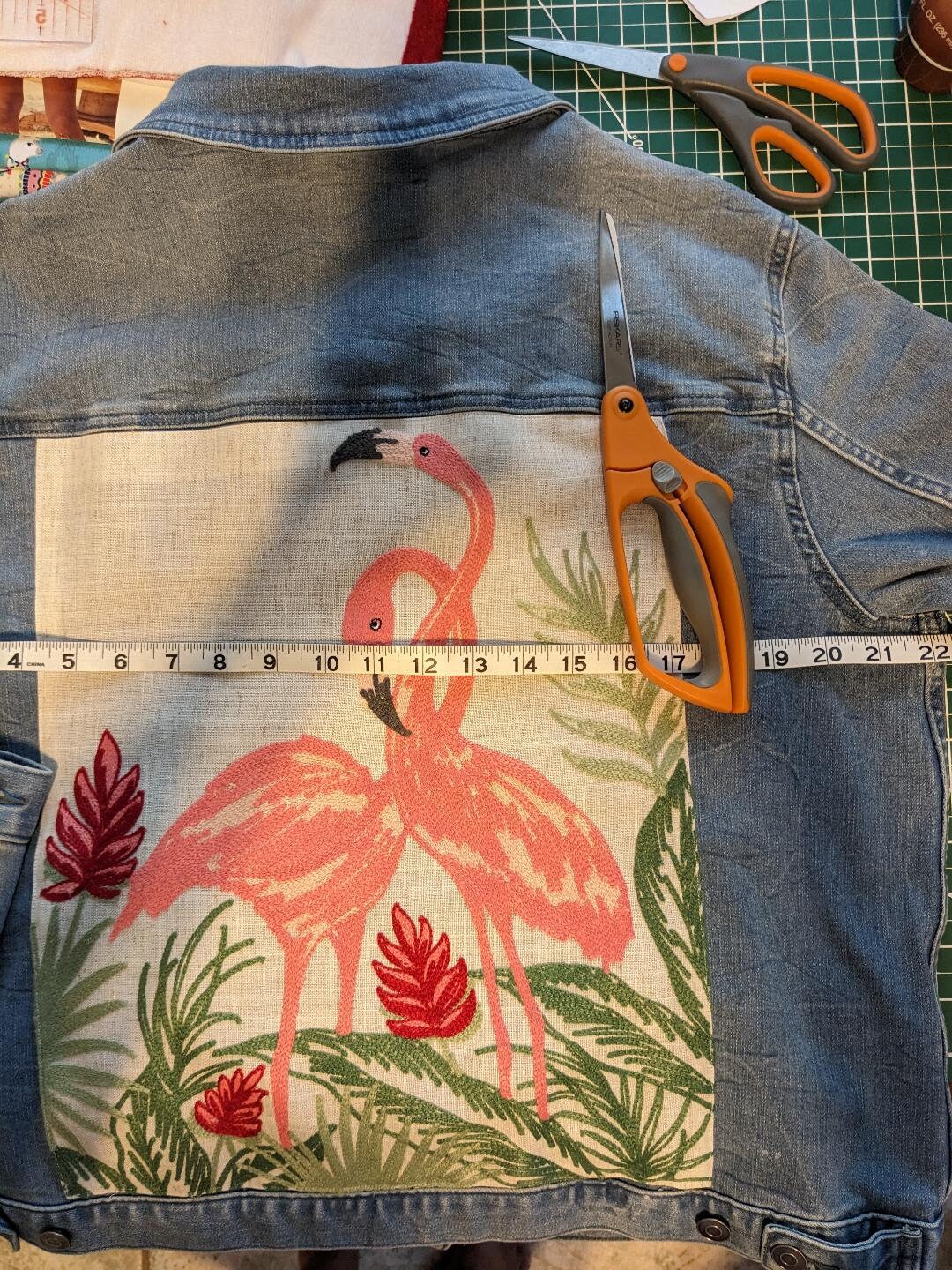 Flamingo Friends Upcycled Denim Jacket - Etsy