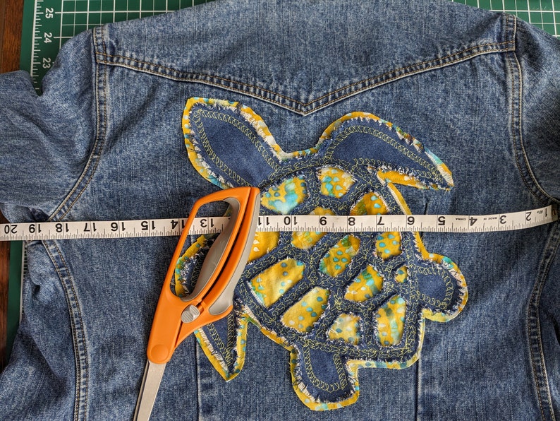 Upcycled Blue Jean/denim Jacket, With Sea Turtle - Etsy