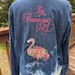 Upcycled Blue Jean/denim Jacket, One of a Kind, Embroidered Flamingo ...