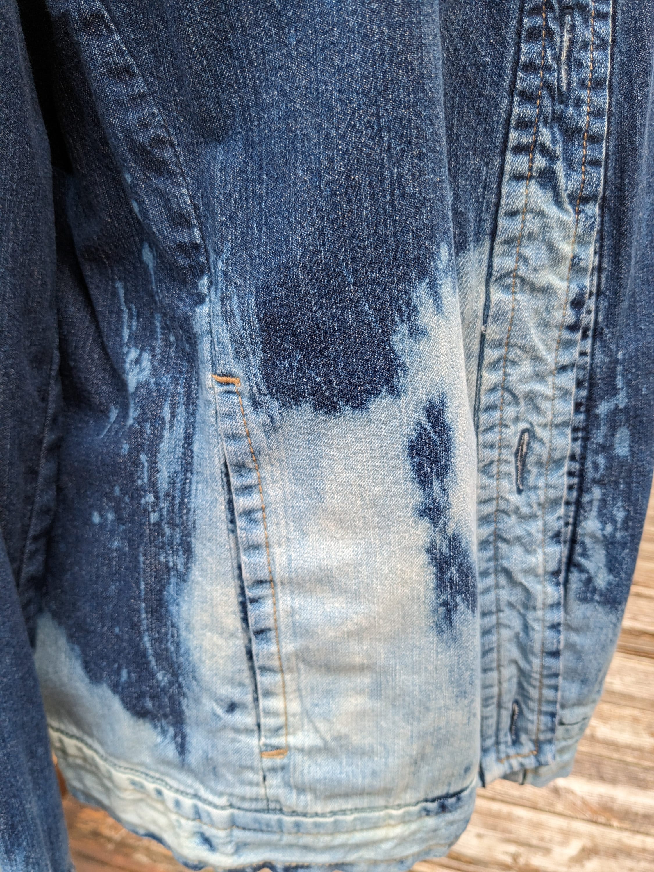 Upcycled Blue Jean/denim Jacket, One of a Kind, Embroidered Flamingo ...