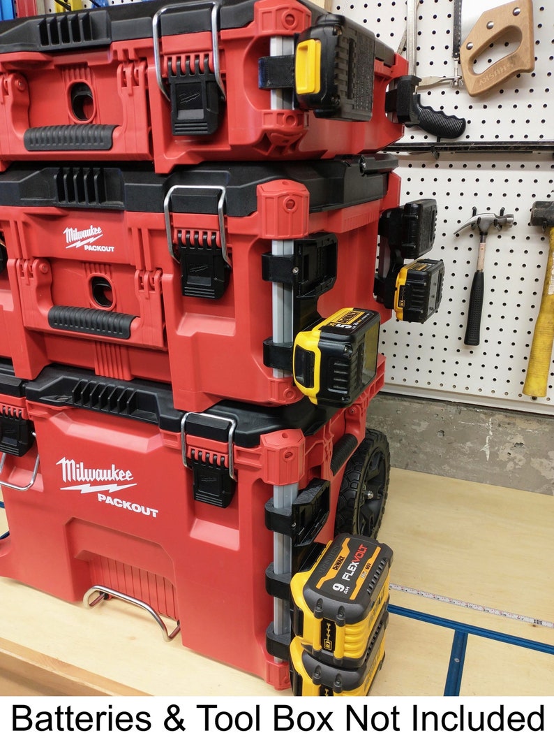 Dewalt 20V/60V Battery Mount/holder for Milwaukee PACKOUT for 1, 2, 3 ...