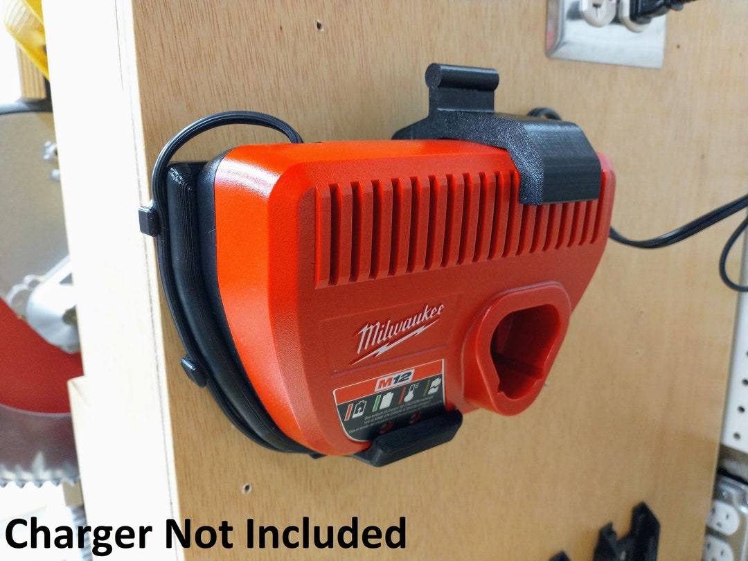 Wall Mount for Milwaukee M12 Charger (model #48-59-2401), Made in USA ...