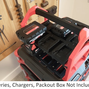 Milwaukee Battery & Charger Packout Caddy. Carries 8-12 Batteries, 0-2 ...
