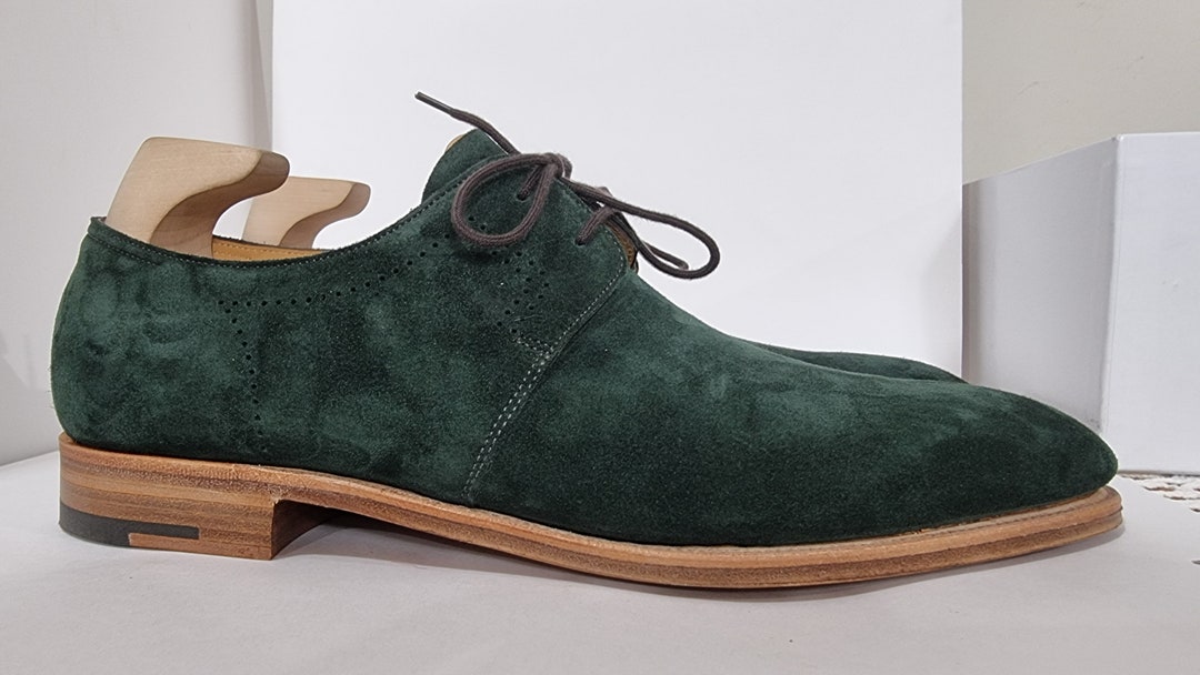John Lobb Leith Suede Tensile Green Ivy Shoes. Size 8 1/2. - Etsy