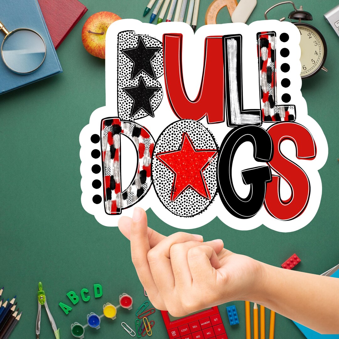Bulldogs Stars and Dot Red Diecut Sticker, Mascot Sticker, Bulldogs ...
