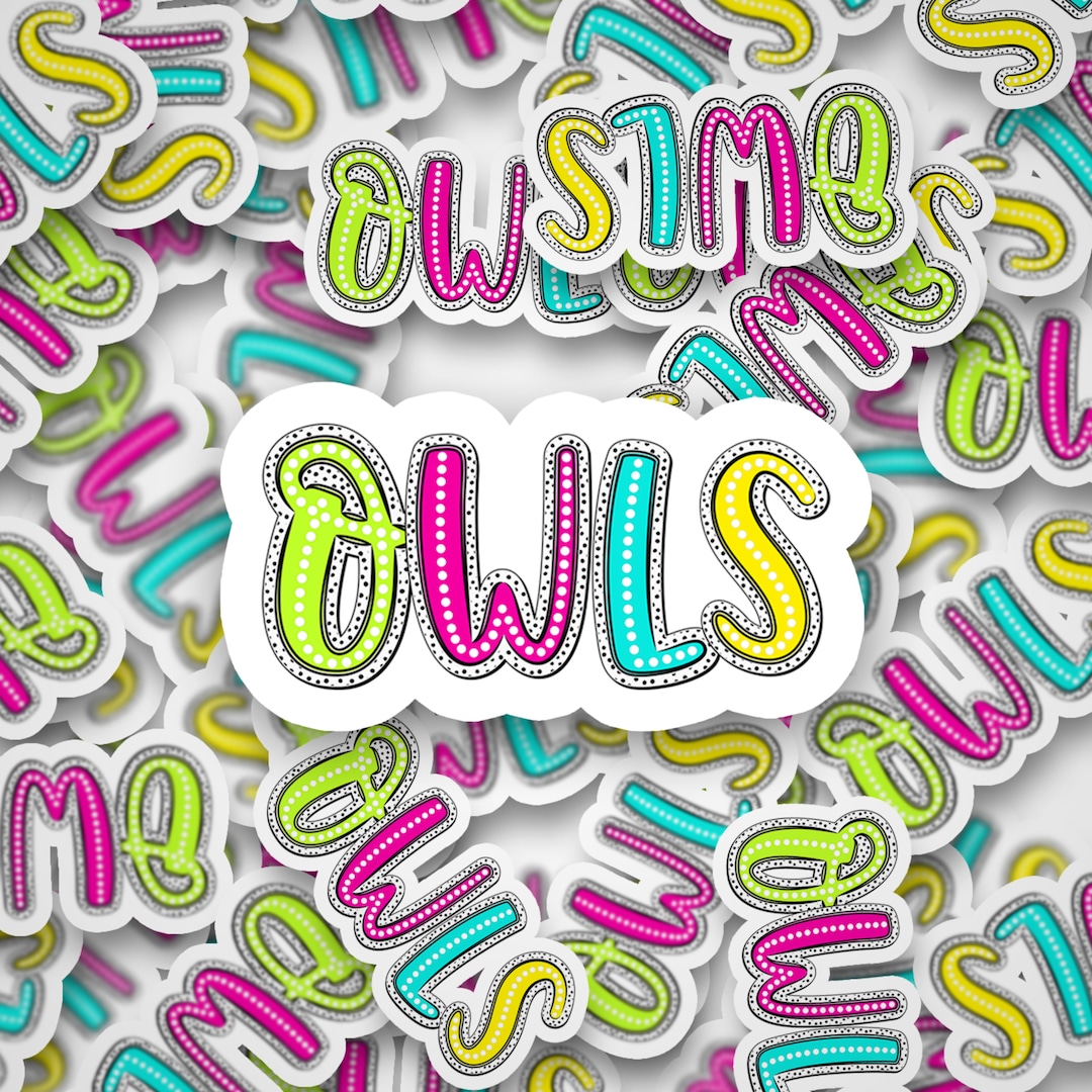 Owls Polka Dot Die Cut Sticker, Mascot Sticker, Owls, Die Cut, Owl ...
