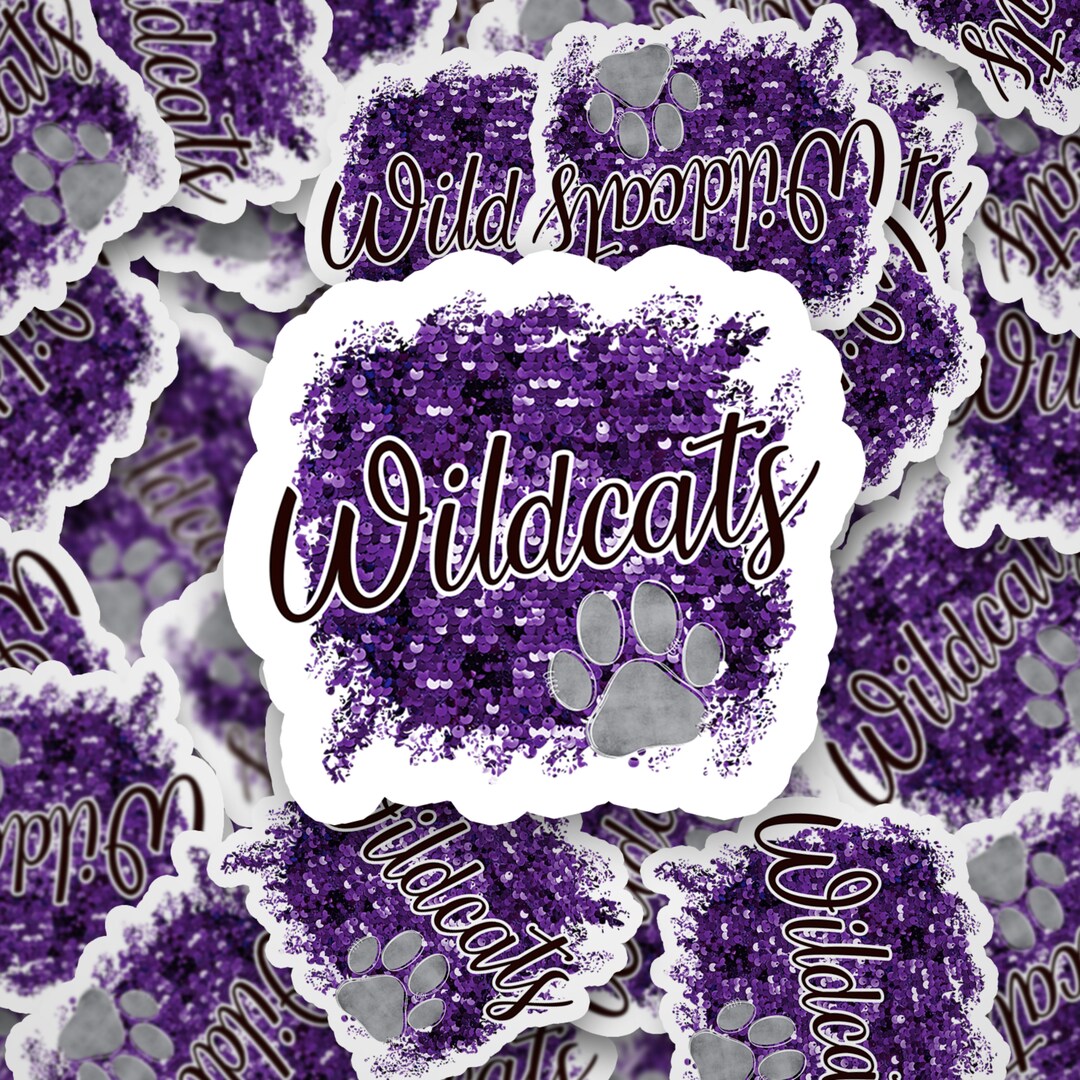 Wildcats Sequin Die Cut Sticker, Mascot Sticker, Wildcats, Purple ...
