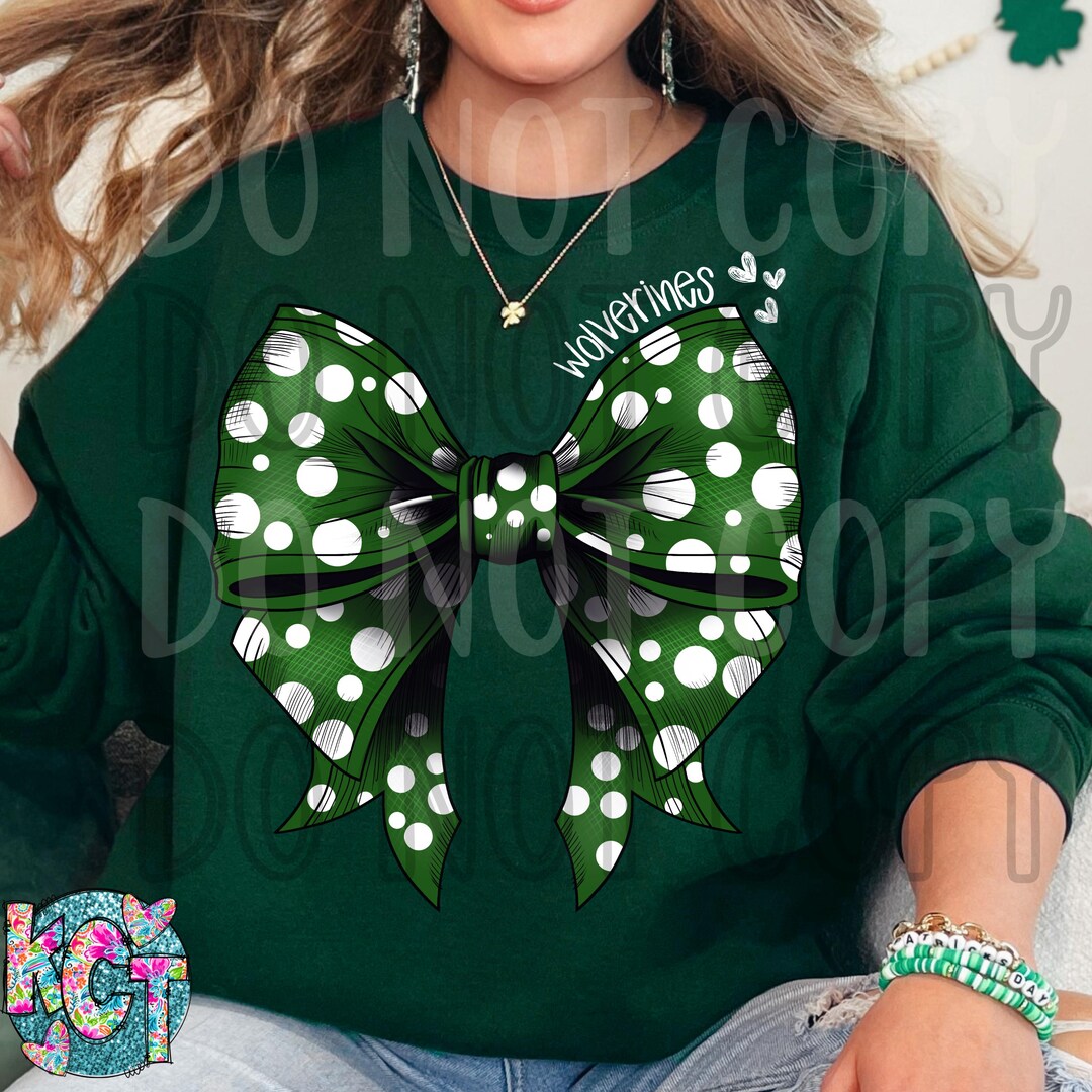 Wolverine Green Bow Png, Wolverine Spirit Png, School Spirit, - Etsy