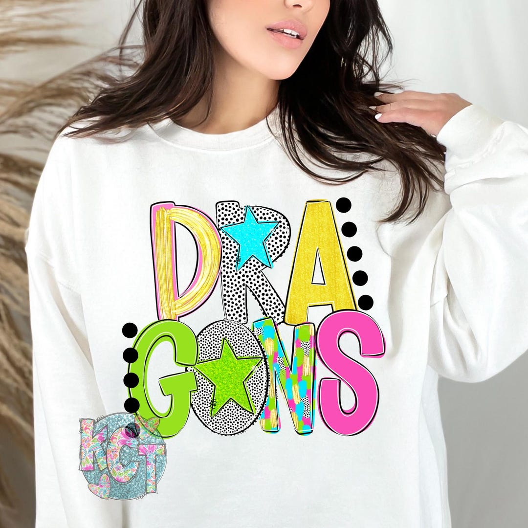 Dragons Stars and Dots, Stars, Dots, Dragons, Mascot, Mascot DTF ...