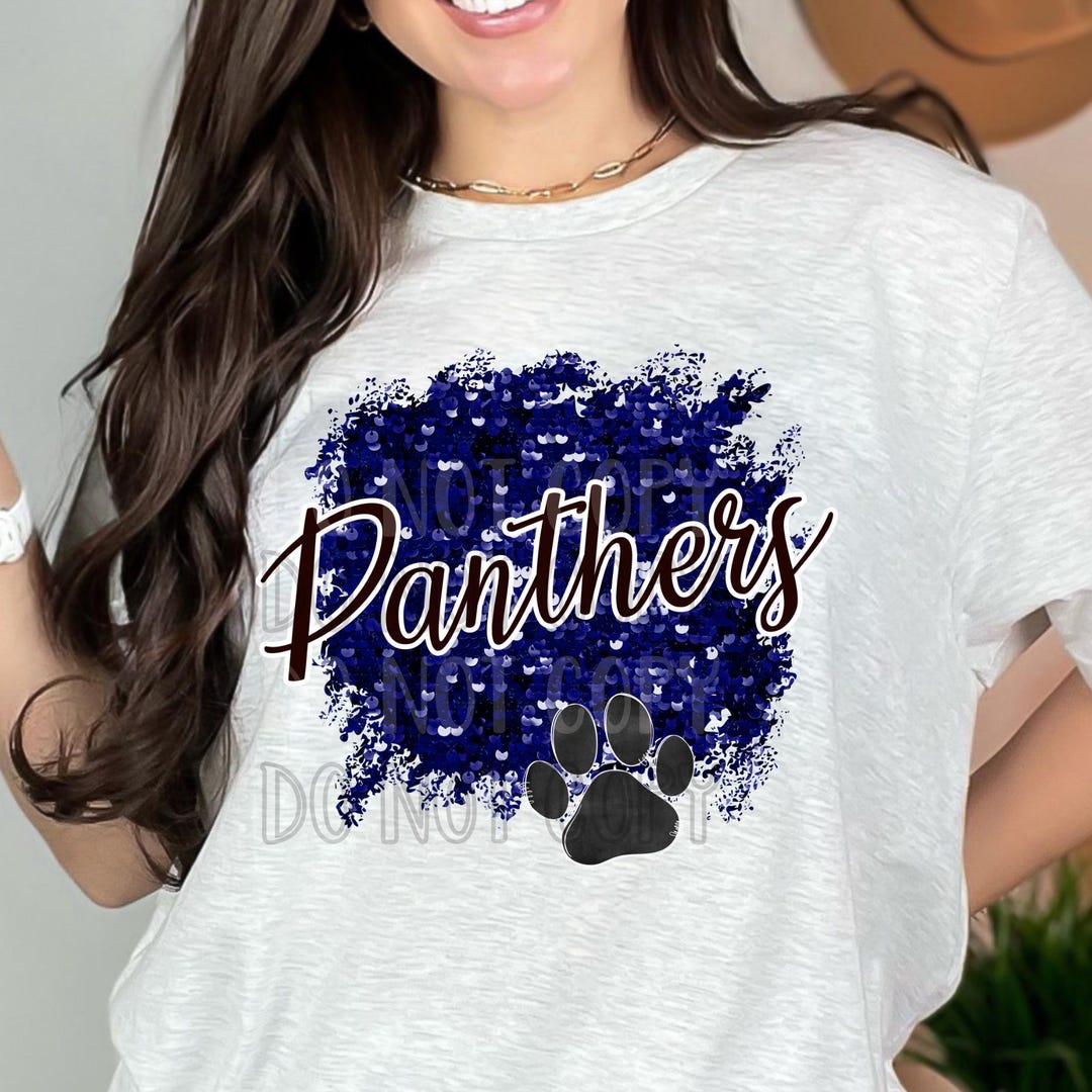 Royal Blue Sequin Panthers, Panthers PNG, Panthers, Sequins, Navy, Paw ...