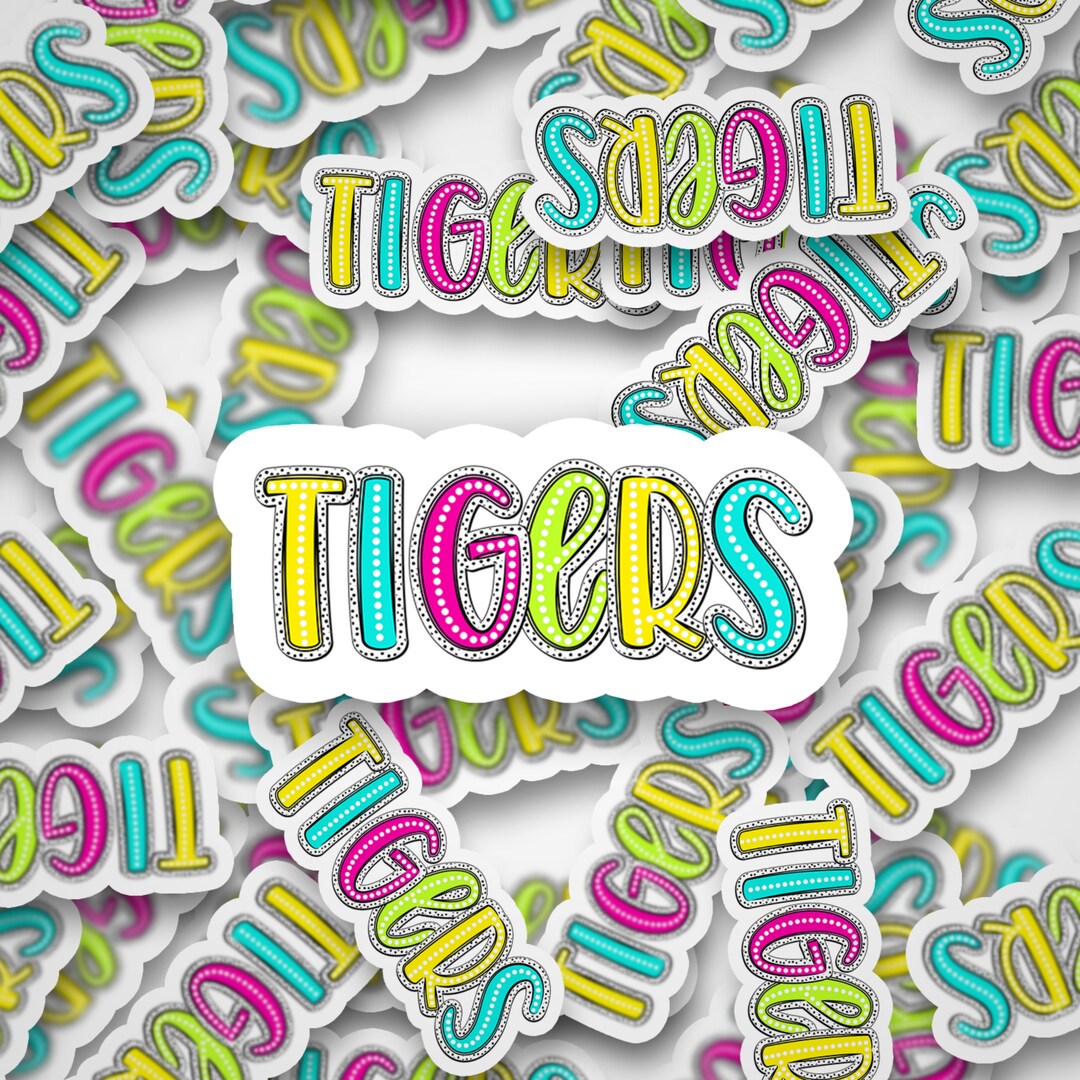 Tiger Polka Dot Die Cut Sticker, Mascot Sticker, Tigers, Die Cut, Tiger ...
