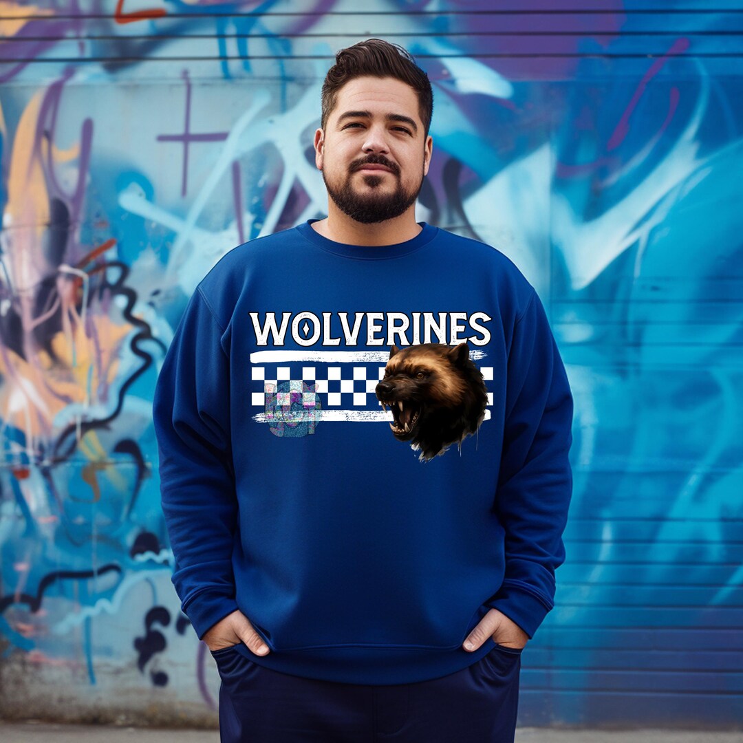 Wolverines Mascot, Mascot Retro, DTF, School, Wolverine Ready to Press ...