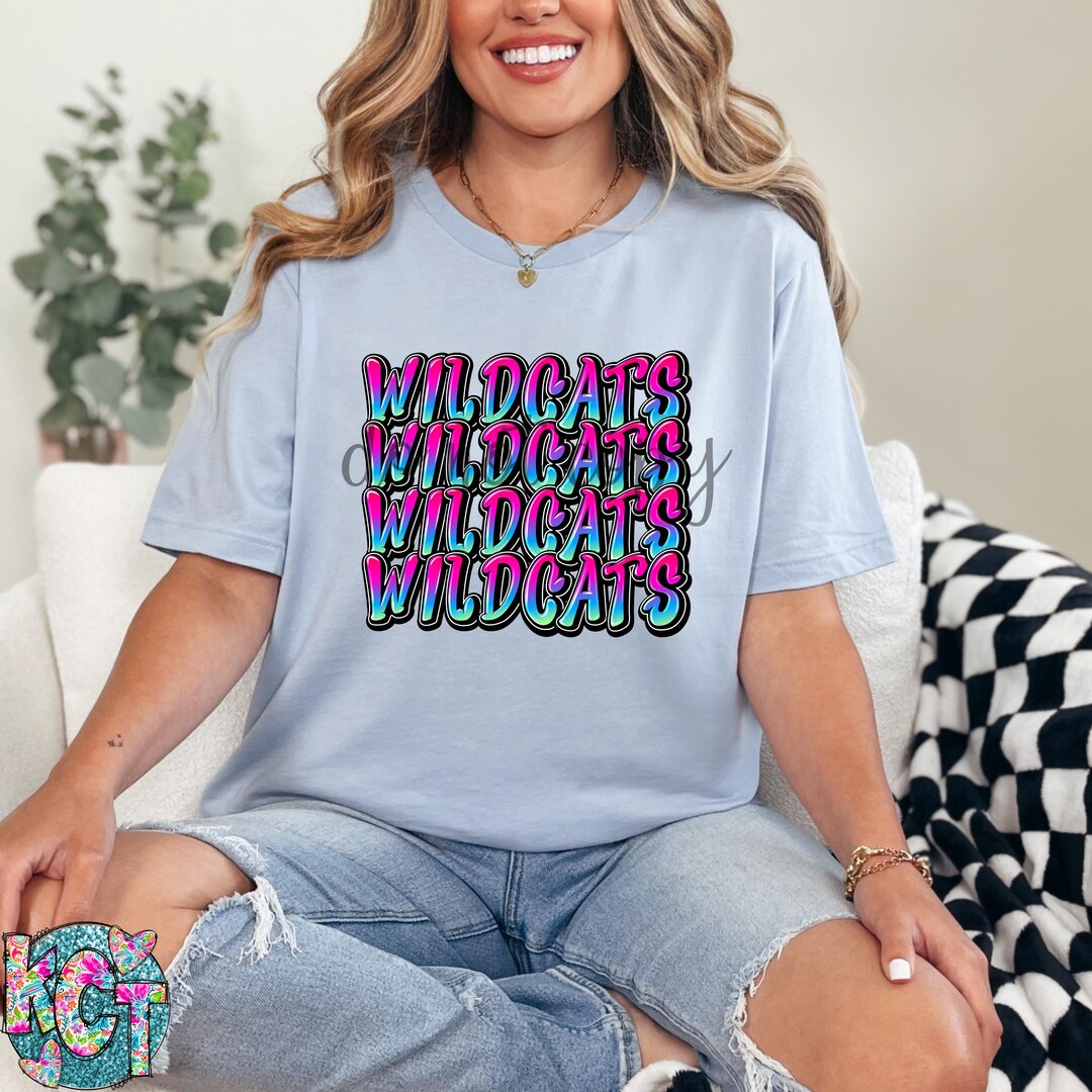 Wildcats Bright Neon Stacked, Wildcats, Mascot, 4X, Mascot DTF ...