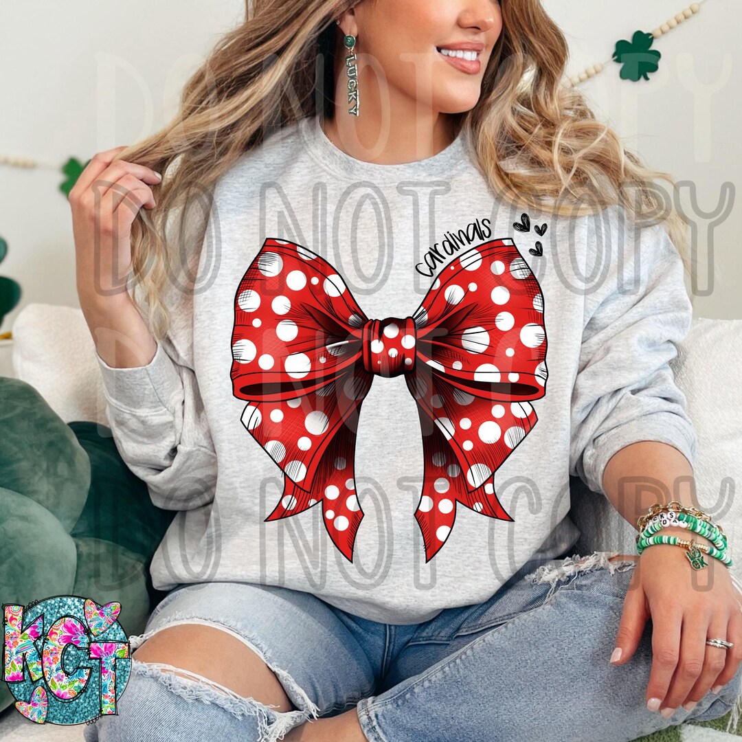 Cardinal Red Polka Dot Bow DTF, Cardinal Dtf, Cardinal Bow, Bows, Ready ...
