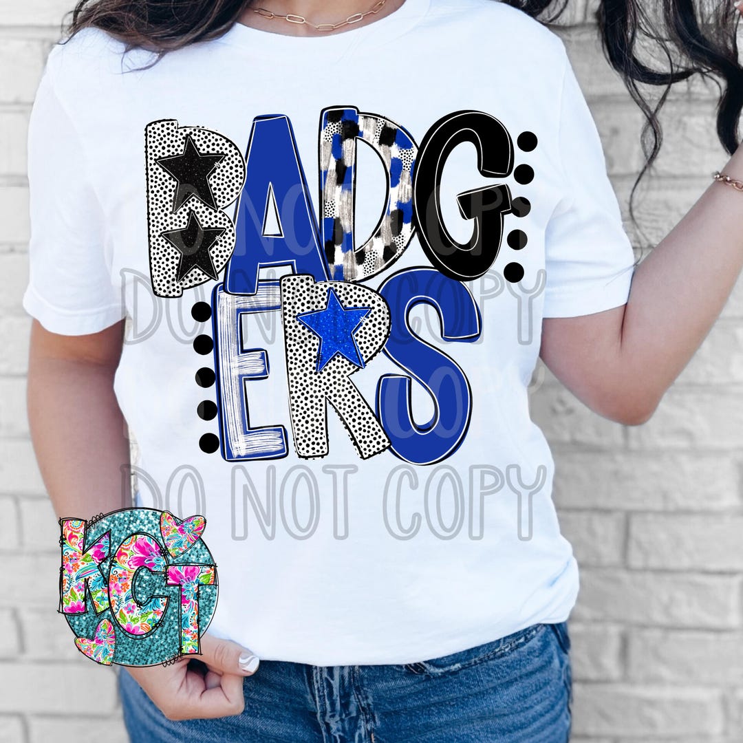 Badgers Stars and Dots Royal, Stars, Dots, Badgers, Mascot, Mascot DTF ...