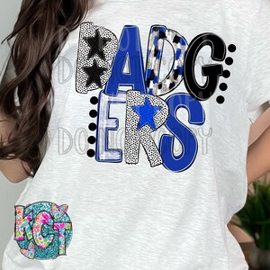 Badgers Stars and Dots Royal, Stars, Dots, Badgers, Mascot, Mascot DTF ...