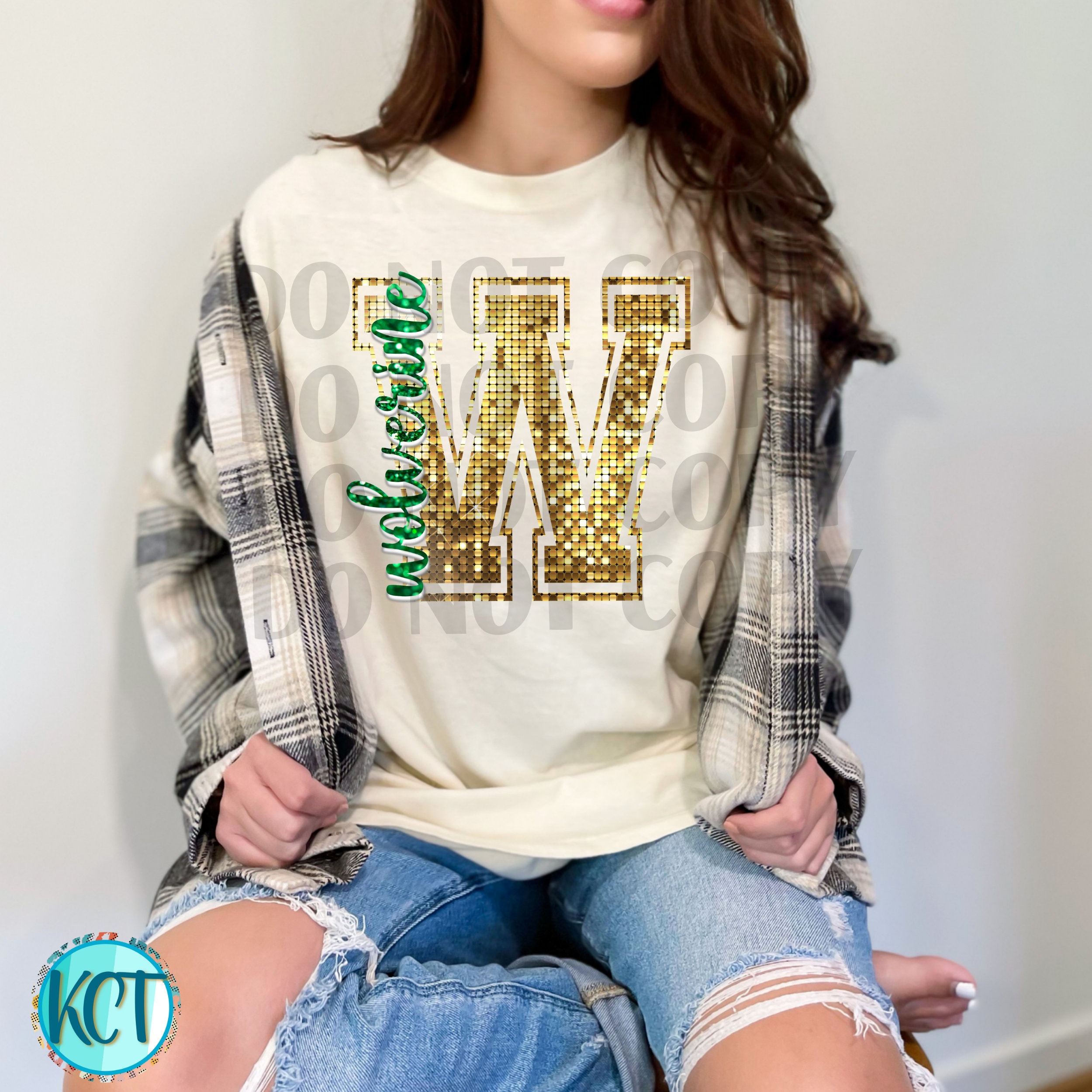 Green Wolverine Faux Rhinestone Mascot DTF Wolverines School - Etsy