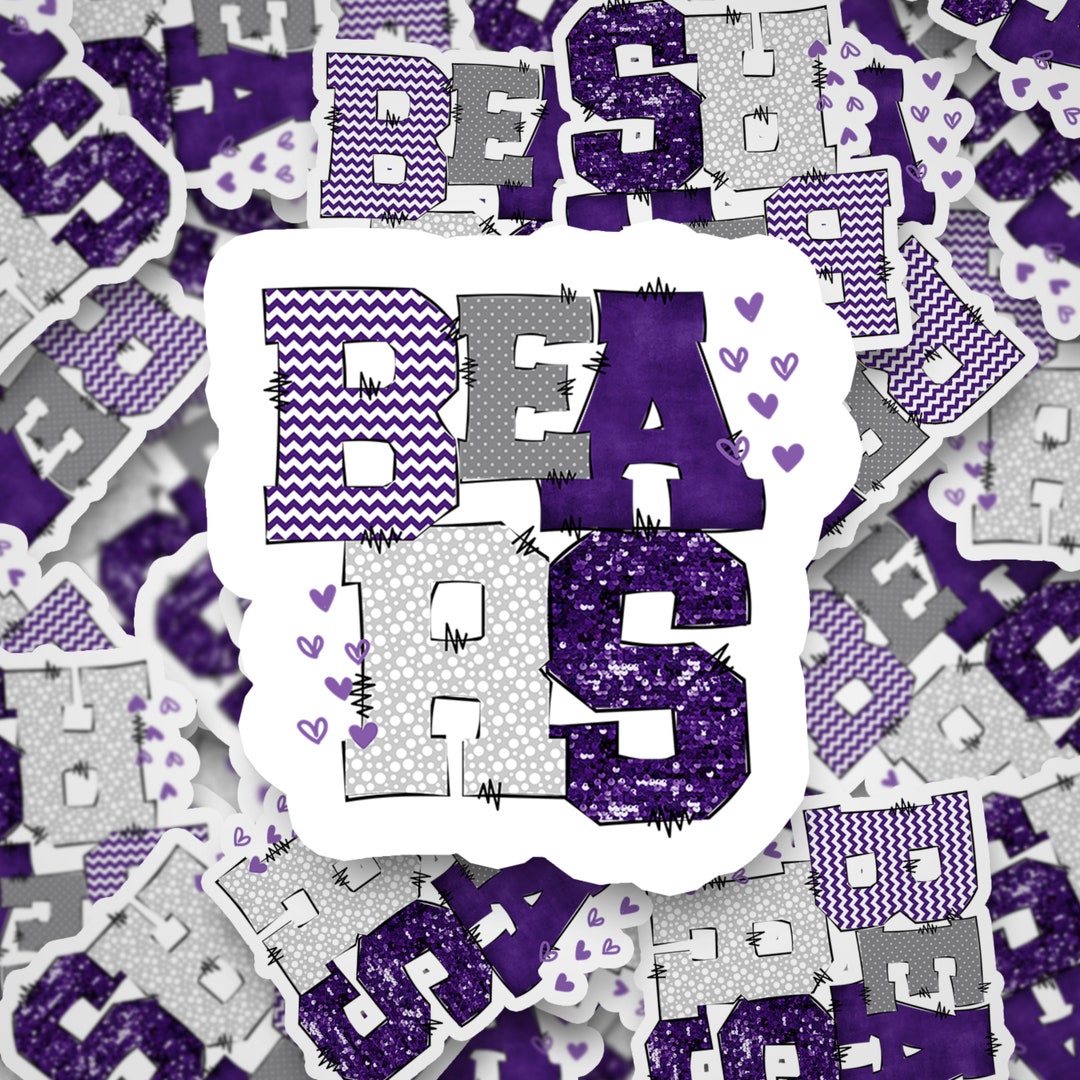 Bears Doodle Sticker, Bears Doodle, Purple, Grey, Bears Mascot, Bears ...