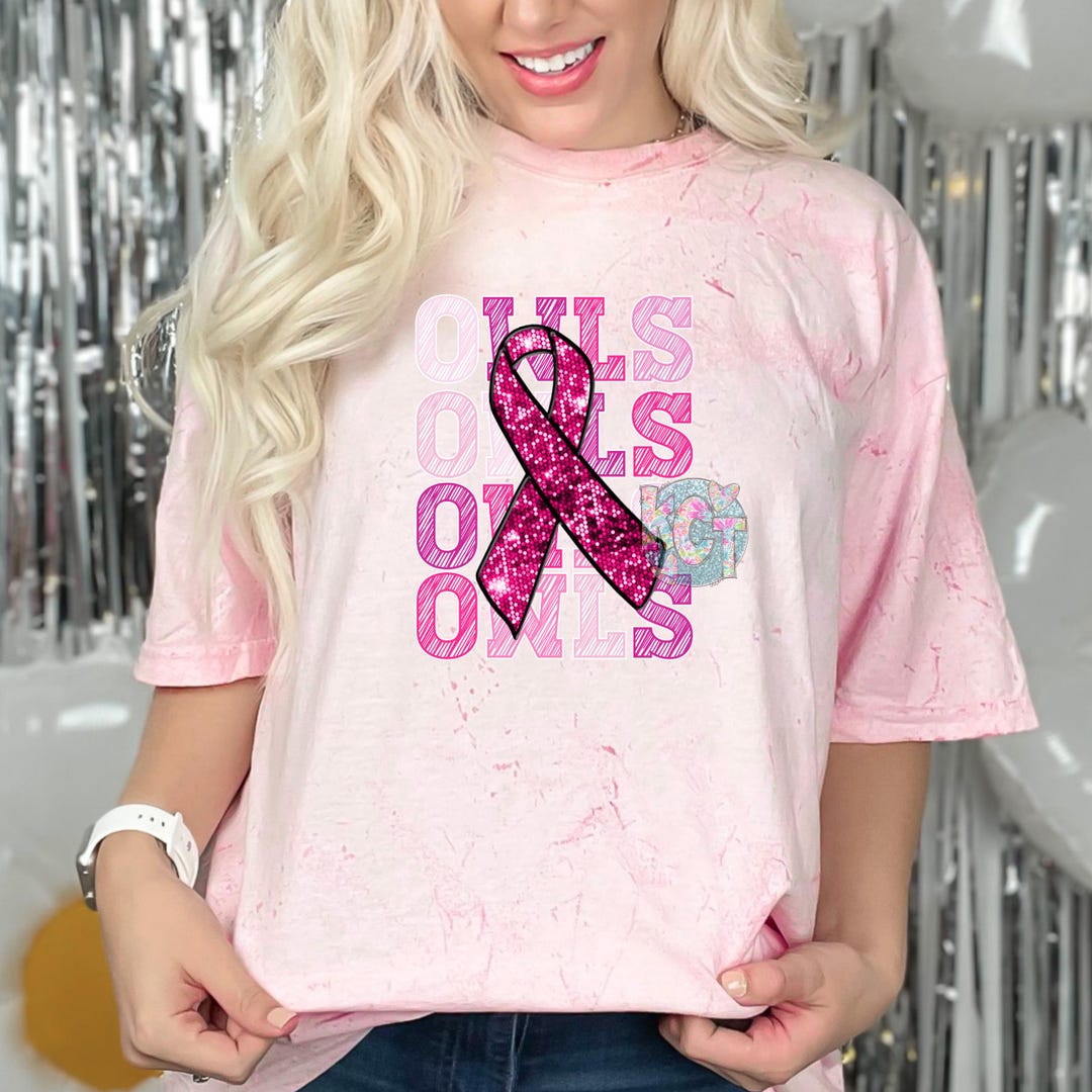 Owls Breast Cancer Mascot DTF, Owls School Spirit, Owls, Breast Cancer ...