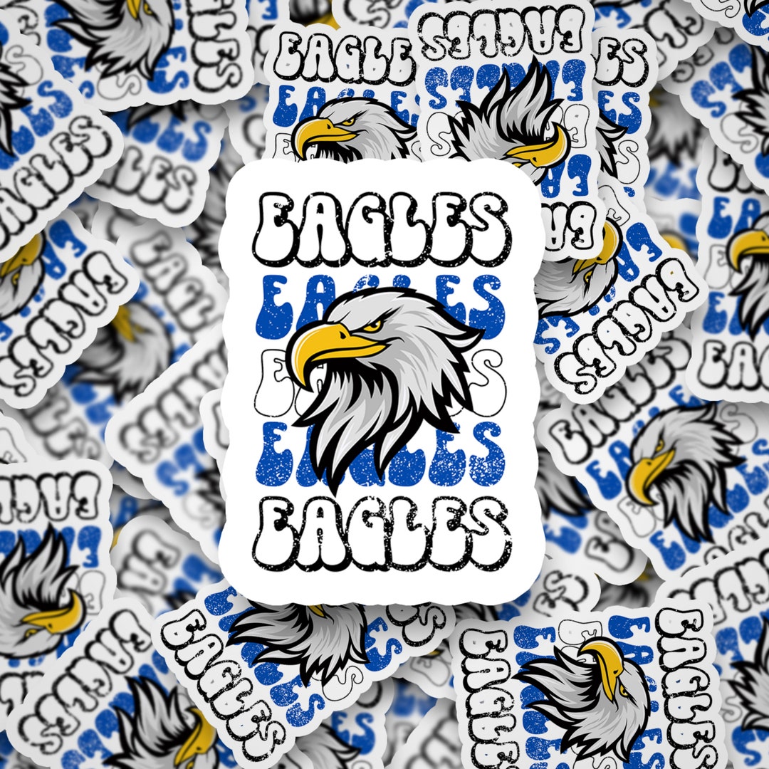 Eagles Stacked Mascot Die Cut Sticker, Mascot Sticker, Eagles, Stacked ...