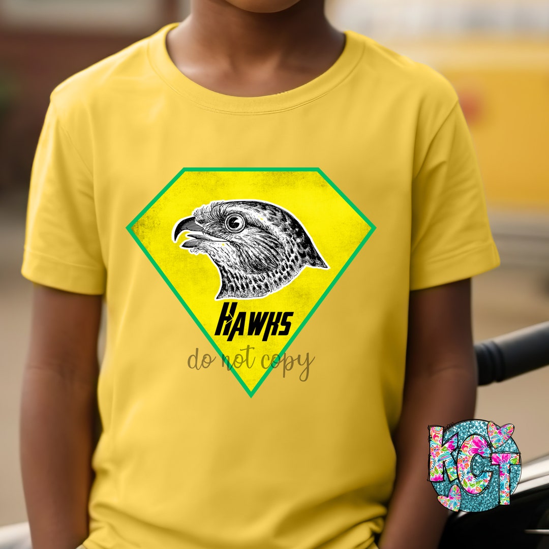 Super Hawks Yellow, Super Hawks, Yellow, Hawks Mascot DTF, Hawks School ...