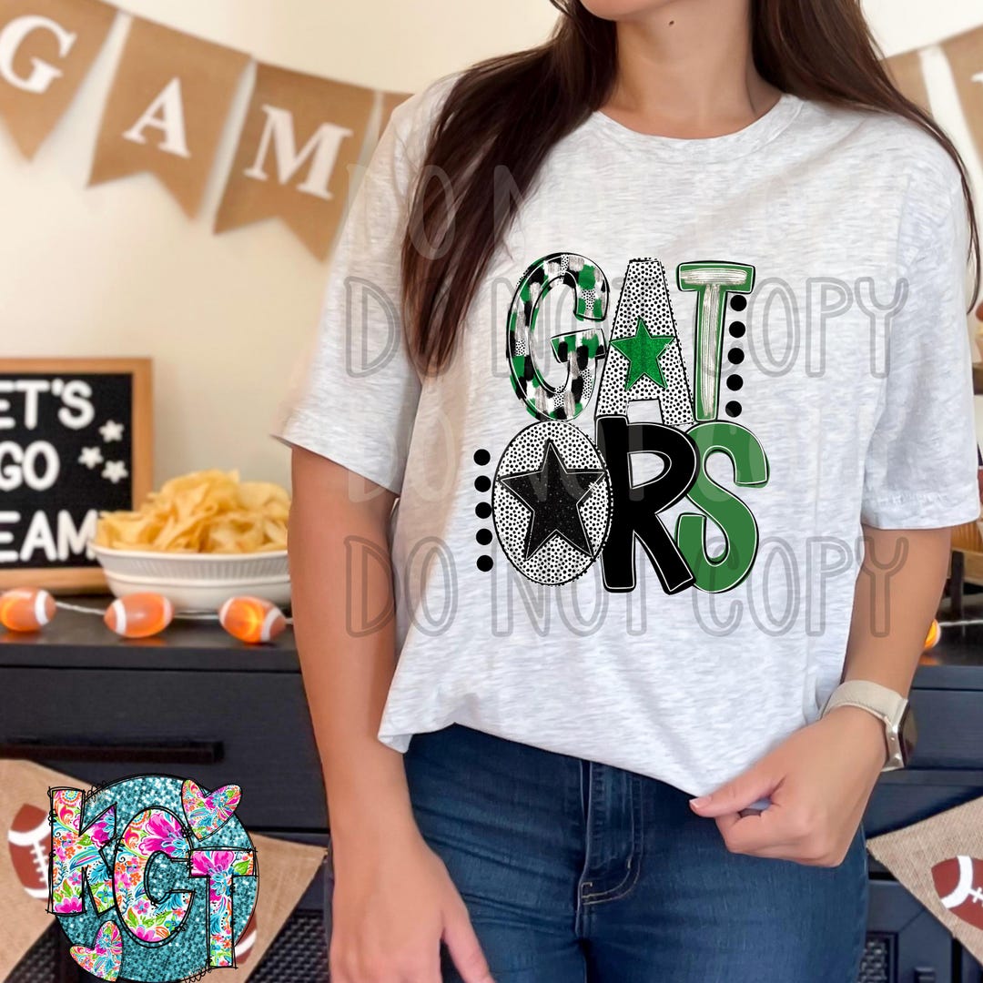 Gators Green Stars and Dots, Doodle, Gators Doodle, DTF, Gators School ...