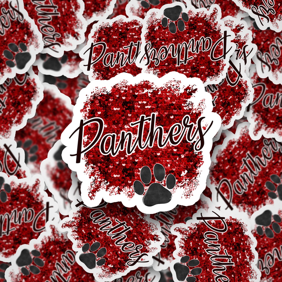Panthers Sequin Die Cut Sticker, Mascot Sticker, Panther, Red, Sequin, Die Cut, Panther Sticker ...
