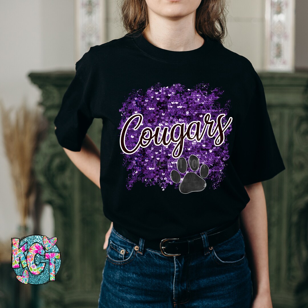 Purple Cougars Sequin, Purple Sequin, Cougars, Cougars PNG, Mascot, Mascot PNG, School, School ...