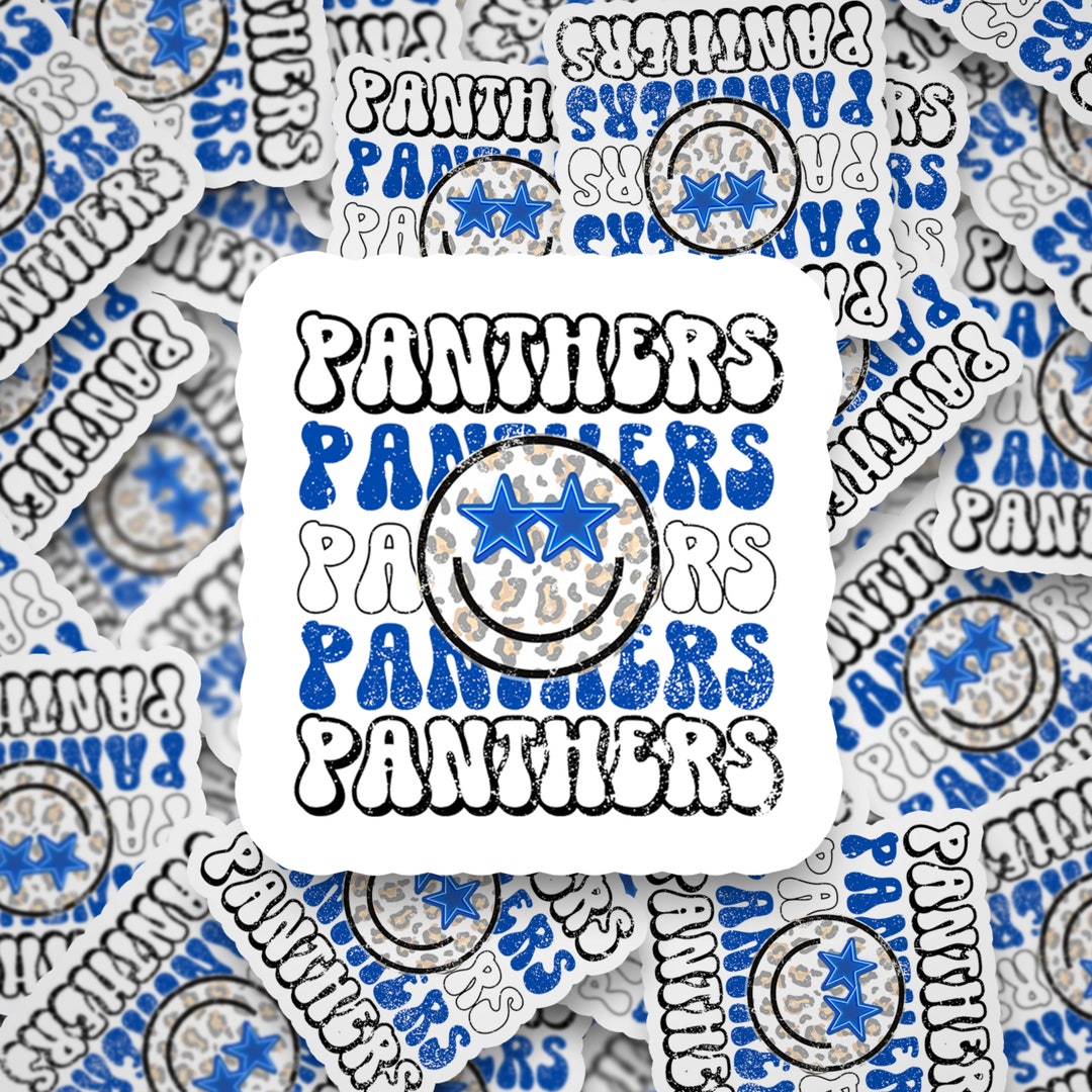 Panthers Stacked Happy Face Die Cut Sticker, Mascot Sticker, Panthers ...