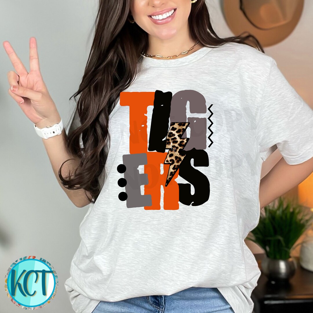 Tigers Mascot DTF, School Spirit, Tigers, Leopard Lightning, Ready to ...
