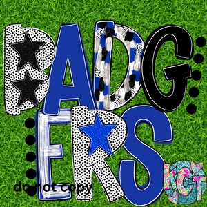 Badgers Stars and Dots Royal, Stars, Dots, Badgers, Mascot, Mascot DTF ...