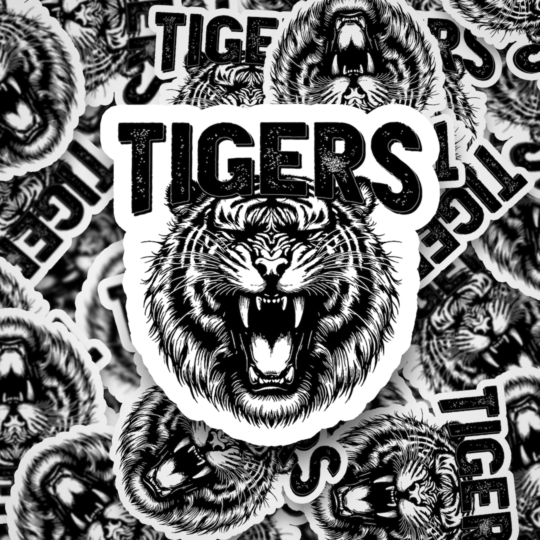 Roaring Tiger Head Sticker, Mascot Sticker, Tigers, Die Cut, Tiger ...