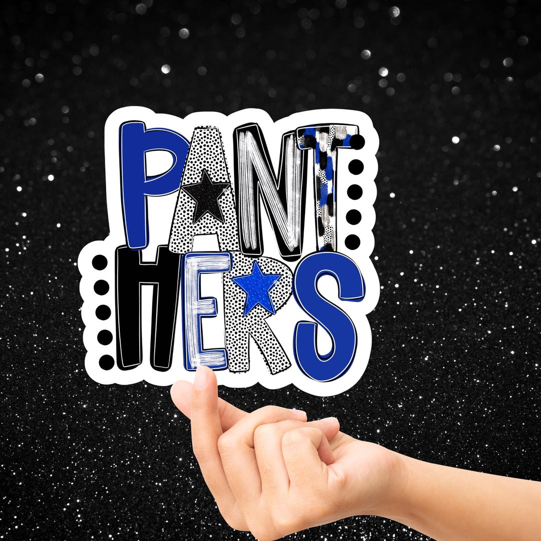 Panthers Stars and Dots Blue Sticker, Panthers Mascot, Panthers Sticker ...