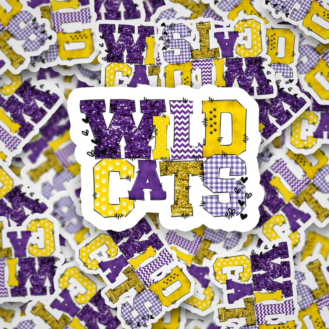 Wildcats Doodle Sticker, Wildcats Doodle, Purple, Yellow, Wildcats ...