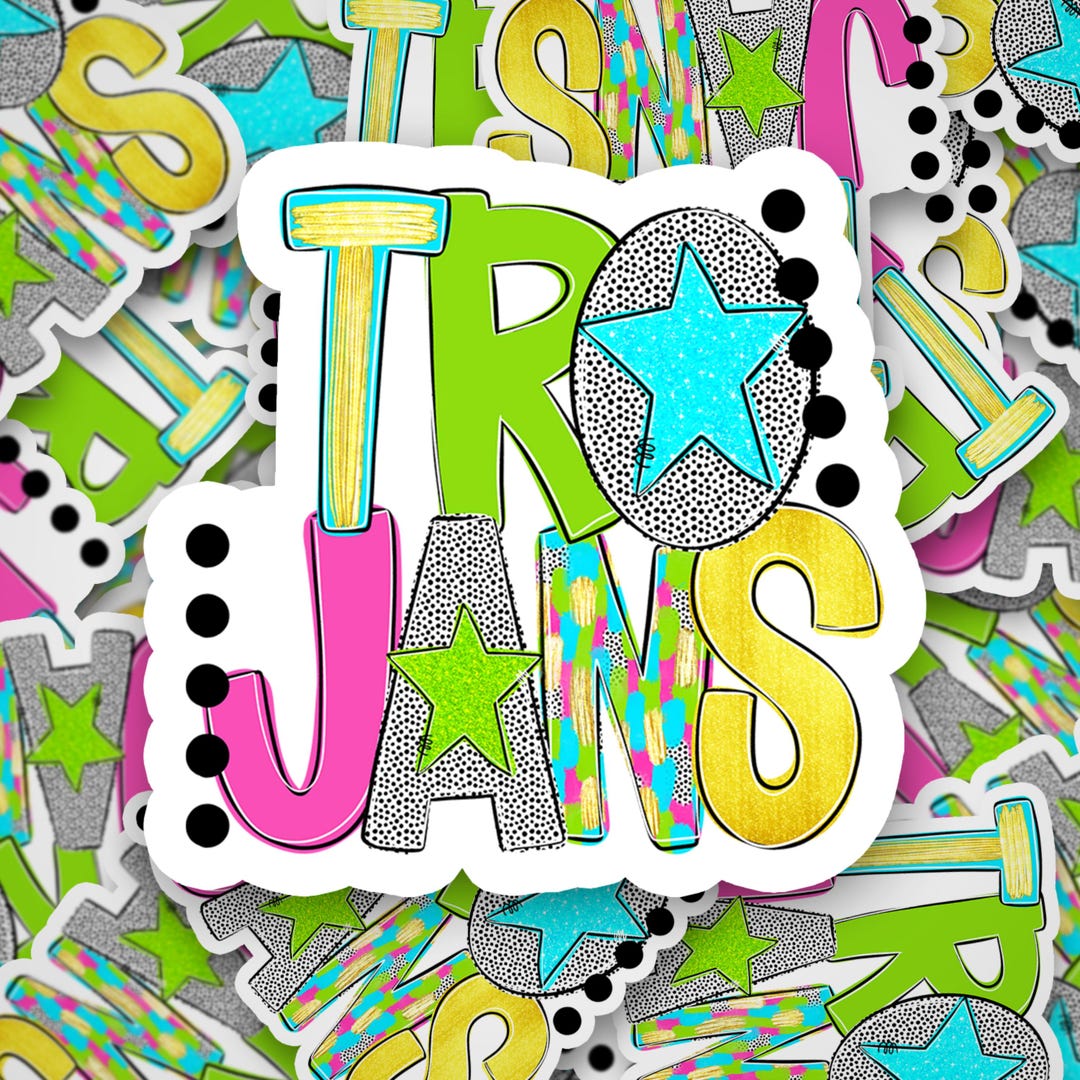 Trojans Stars and Dots Multicolored Sticker, Stars and Dots ...