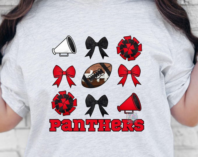 Red Panthers Football Hand Drawn Paw Print Mascot for Cheer and Heat ...