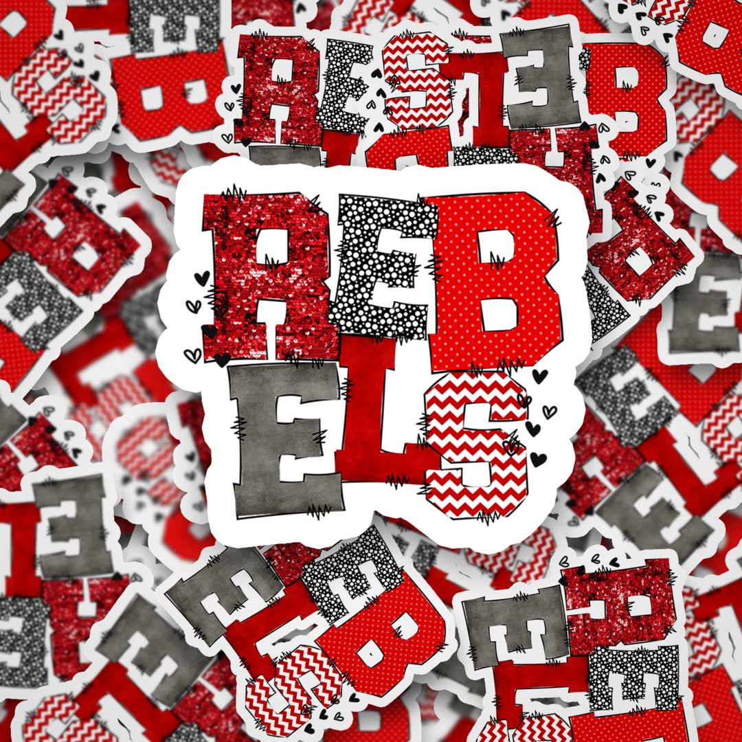 Rebels Doodle Sticker, Rebels Doodle, Red, Black, Rebels Mascot, Rebels ...