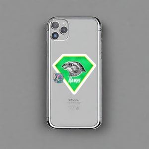 Hawks Superhero Green Sticker, Hawks Mascot, Hawks Sticker, Yellow ...