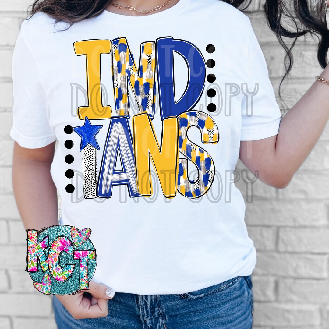 Indian Mascot Dots and Stars DTF, Mascot, School Spirit, Indians, Ready ...