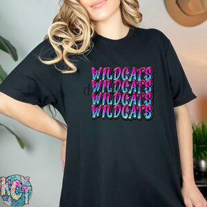 Wildcats Bright Neon Stacked, Wildcats, Mascot, 4X, Mascot DTF ...